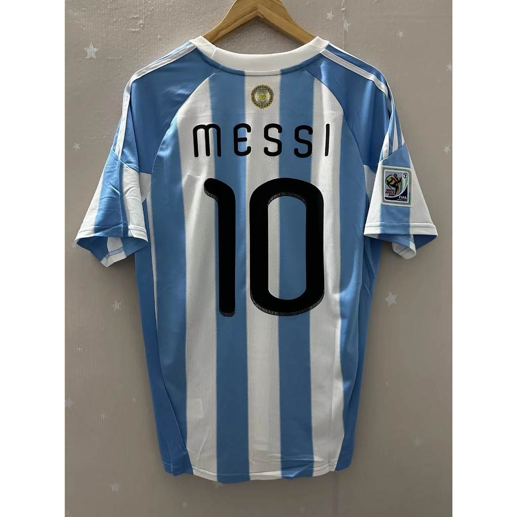 2010 Argentina Top Quality Home Retro Soccer Jersey custom T-shirt ...