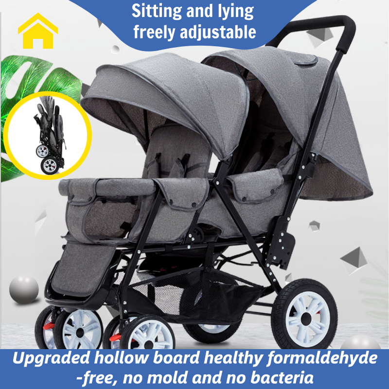 【5 Free Gifts】Baby Stroller Adjustable backrest Sitting in front of and ...