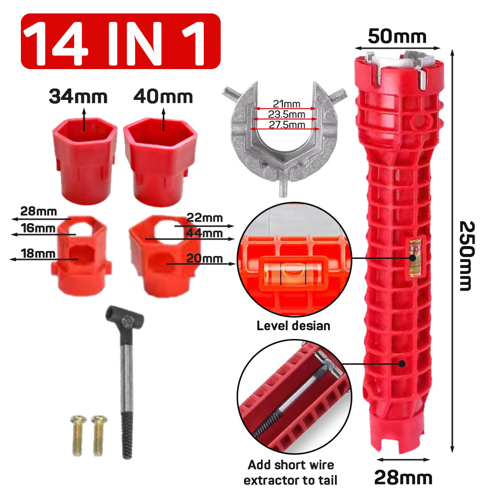 14 In 1 Sink Faucet Installer Wrench Plumbing Repair Tool Handle Double ...