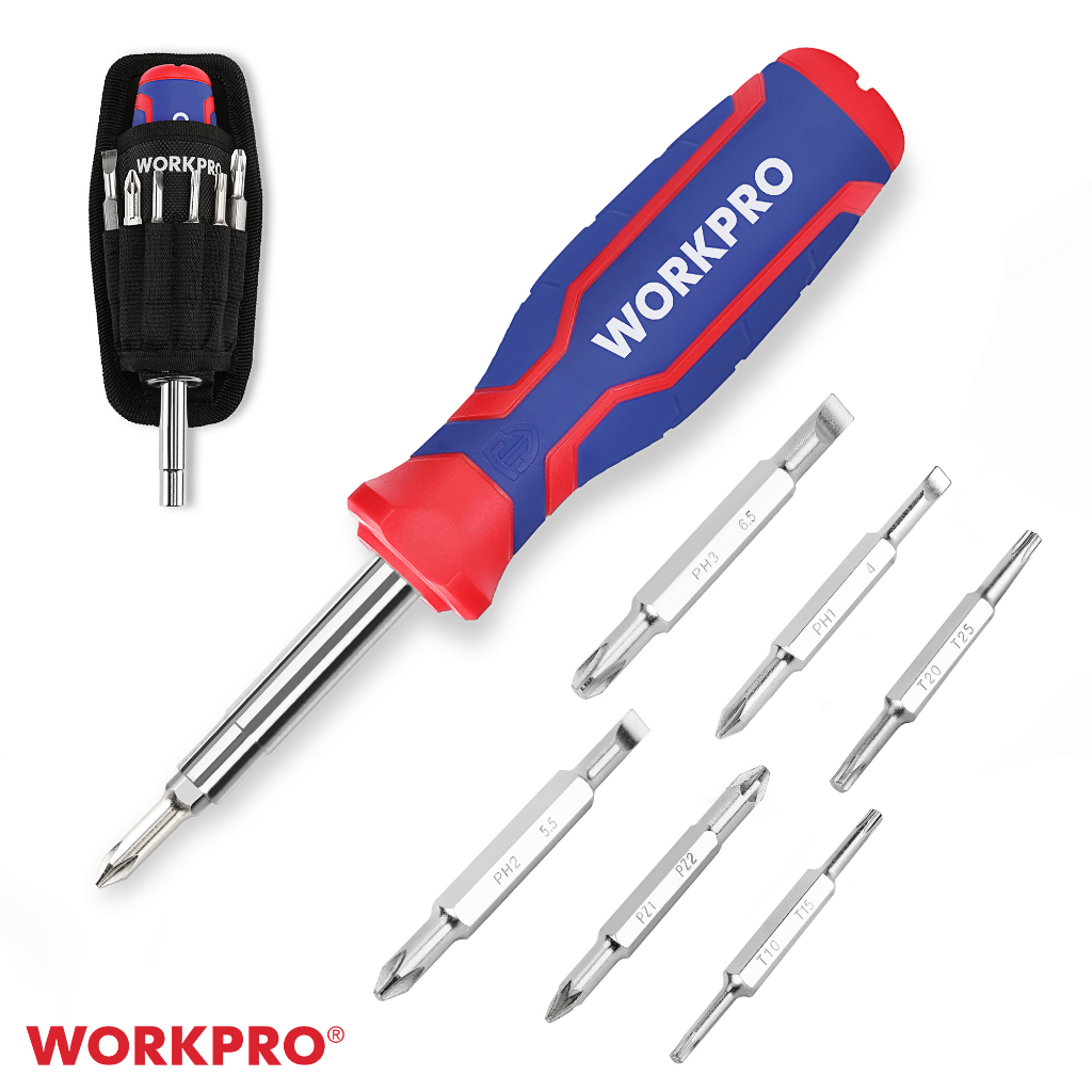 WORKPRO 14 in 1 Multi-bit Ratcheting Screwdriver Set Tool Portable ...
