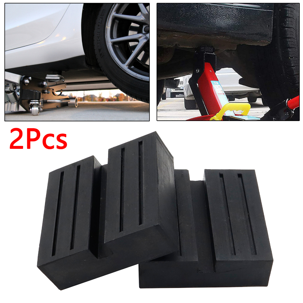 2pcs Car Lift Jack Stand Rubber Pads Square Slotted Frame Rail Floor ...