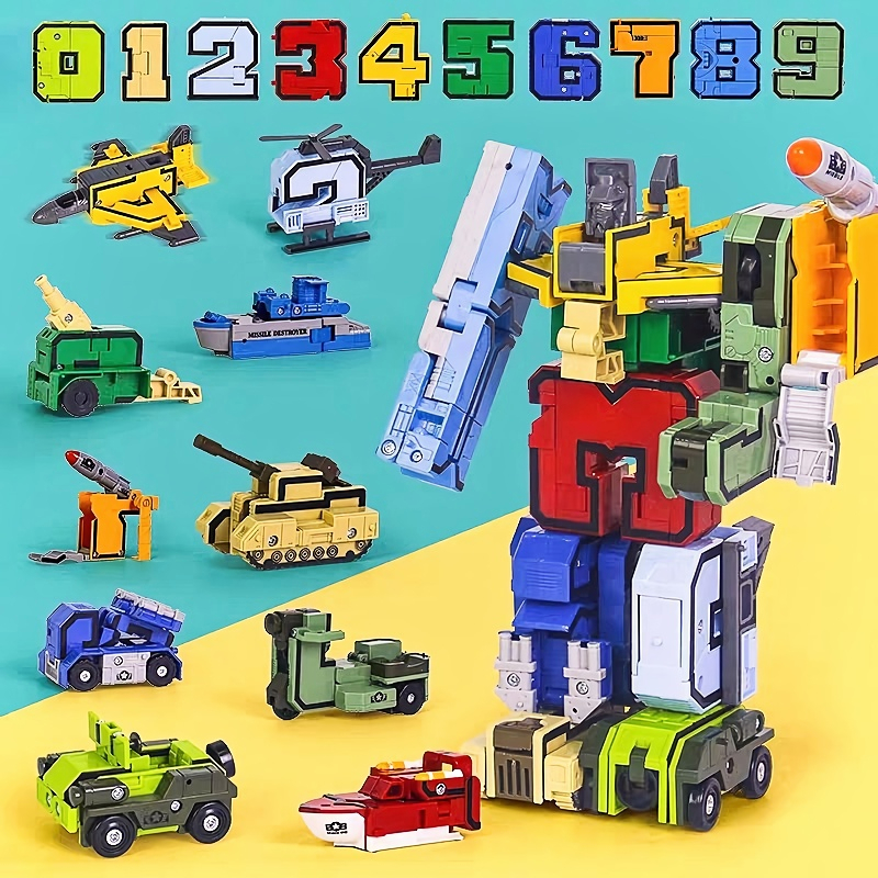 Number Transforming Robot 10 Pieces Assembly Transformer Kids Children ...