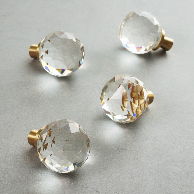 Crystal Round Ball European Brass Handle Light Luxury Modern Minimalist ...
