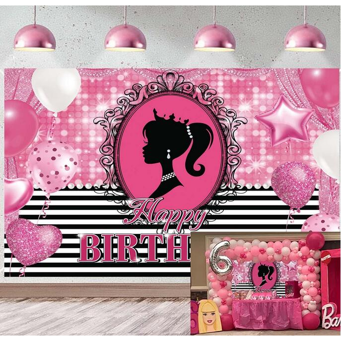 Princess Barbie Birthday Backdrop 7x5ft Pink Princess Theme Photography ...