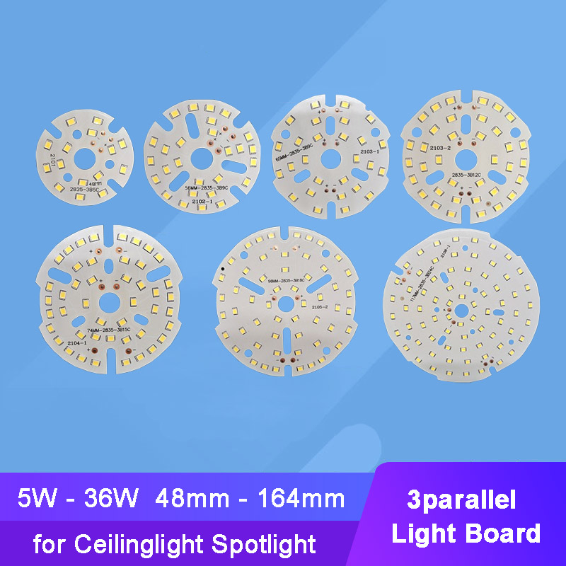 2pcs 3 Parallel SMD Led Chip 5W - 36W 48mm - 164mm Light Board Round Light Source | Shopee Singapore