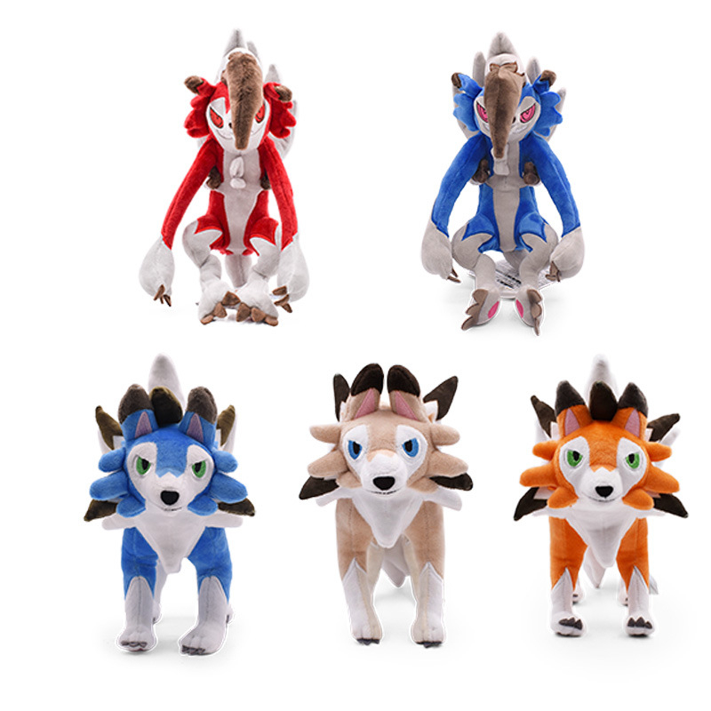 25-30cm Pokemon Anime Figure Lycanroc Werewolf Plush Toys Doll Hold ...