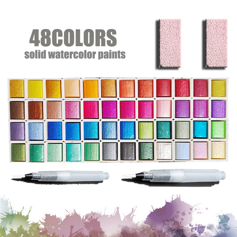 Ginflash 48colors Color Glitter/Normal Water Color Acuarelas Metallic ...
