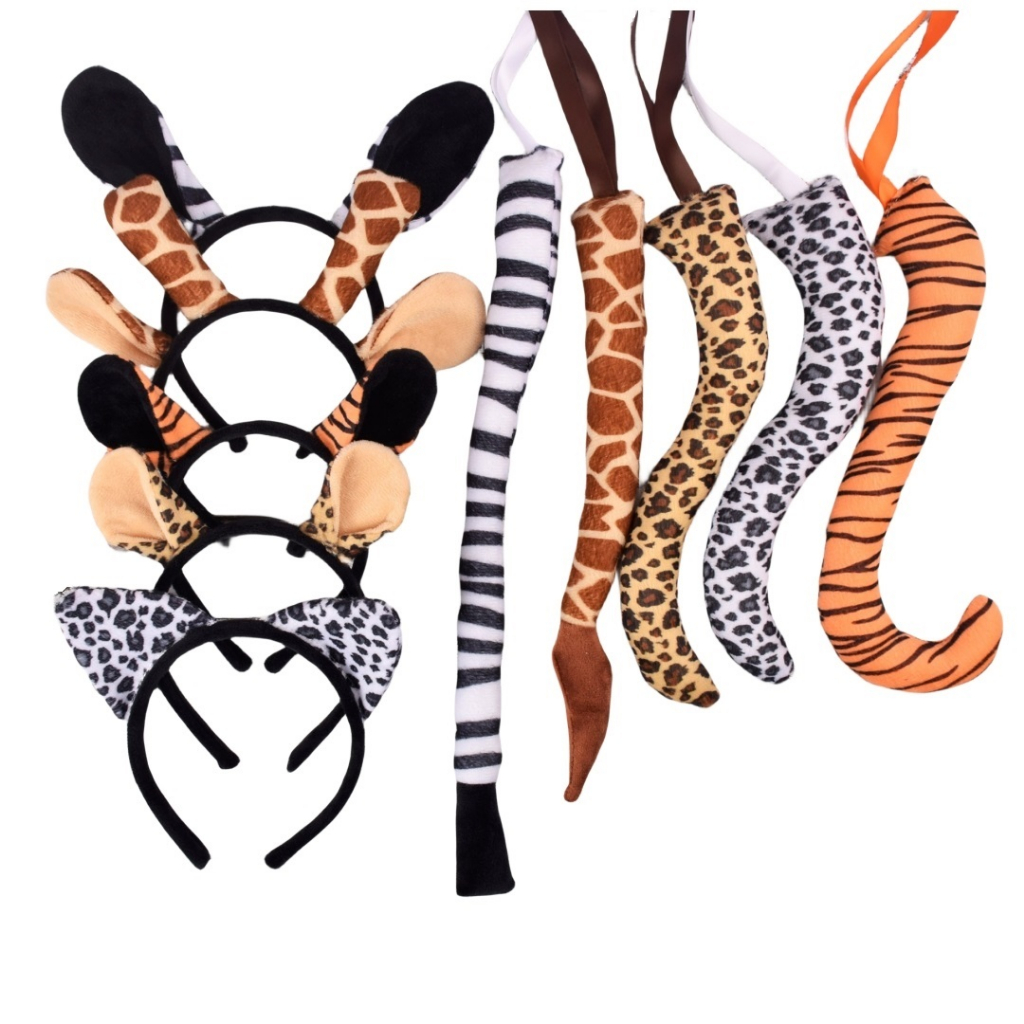 1Set Jungle Animals Baby Tiger Headband Leopard Tail Giraffe Ear Hair ...