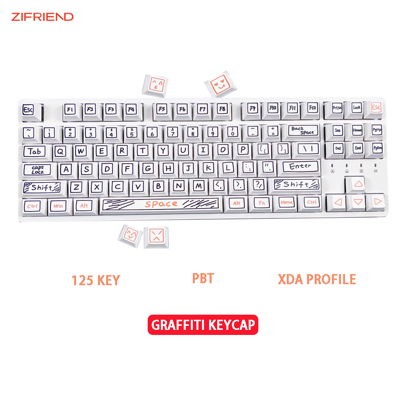 ZIFRIEND 127 Key Graffiti Theme Keycap XDA PBT Keycap for Mechanical ...