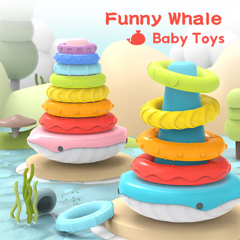 Rainbow Stacking Rings Toys with Sounds Stacking Toys for Toddlers Baby ...