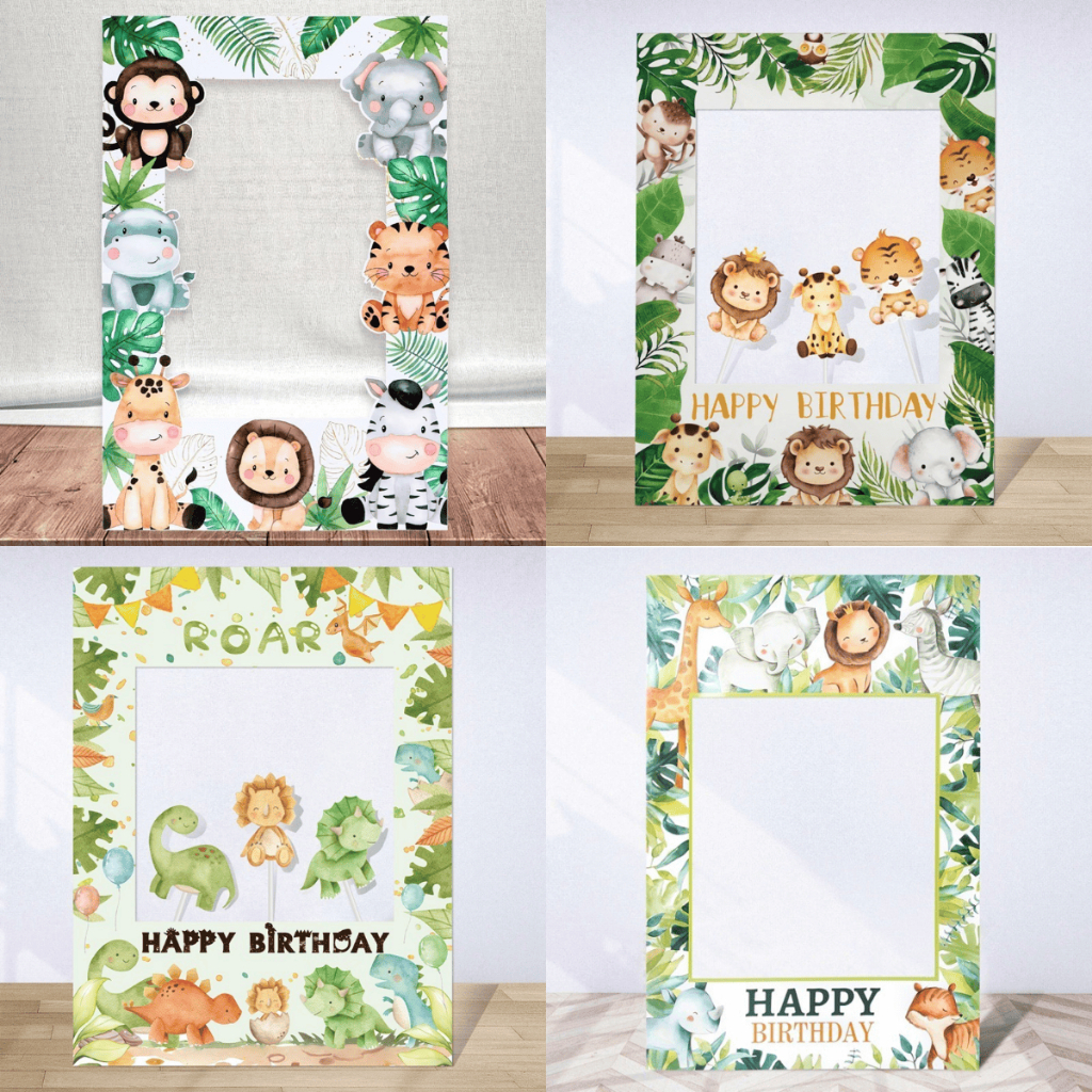 Safari Theme Paper Frame Photo Prop Selfie Booth Picture Handheld Wild ...