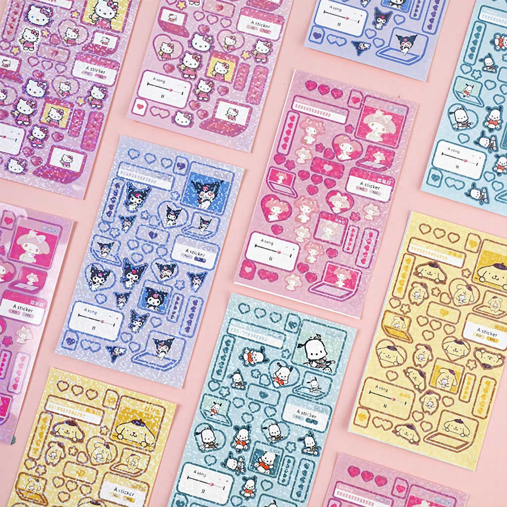 Cartoon Sticker diy Goo Card Laser Sticker Sanrio Handbook Material ...