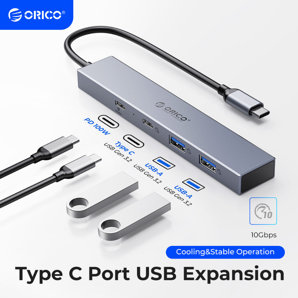 ORICO Mini HUB Type-C 4 in 1 Aluminum USB3.2 10Gbps USB HUB with PD100W ...