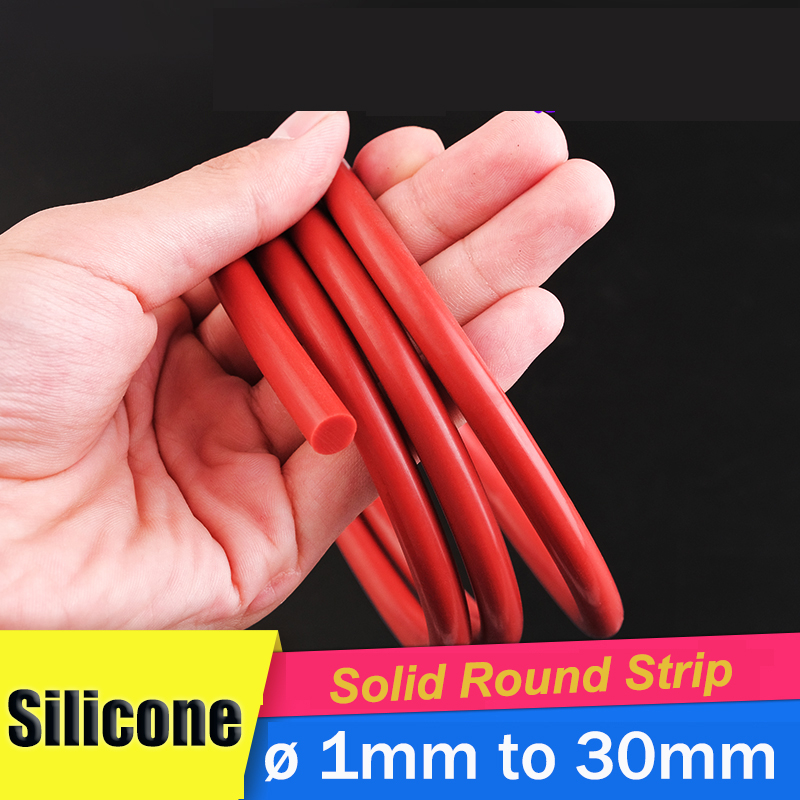5~1 Meter Solid Silicone Strip Red Round Strip Ø 1mm to 30mm Sealing ...