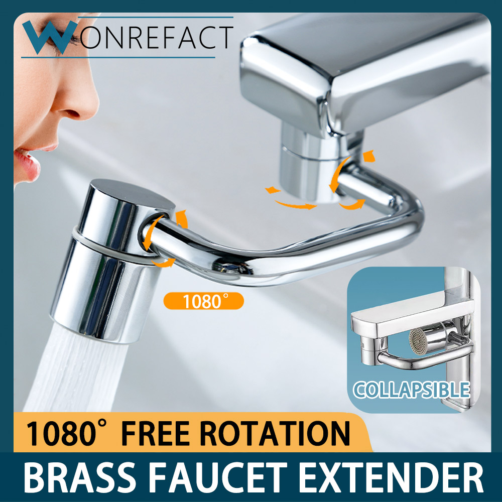 Bathroom Sink Brass Faucet Expander 1080-Degree Rotation 2-Mode Water ...