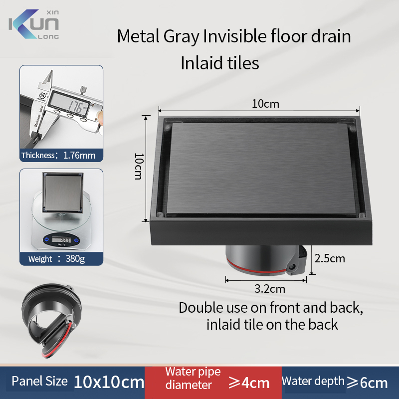 Xinkunlong Premium Grey Invisible 304 Stainless Steel Floor Drain ...