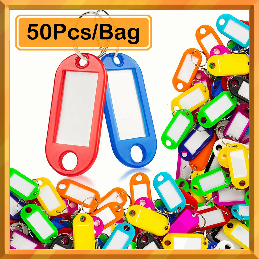 50Pcs Plastic Key Tags with Container | Key Labels with Ring and Label ...