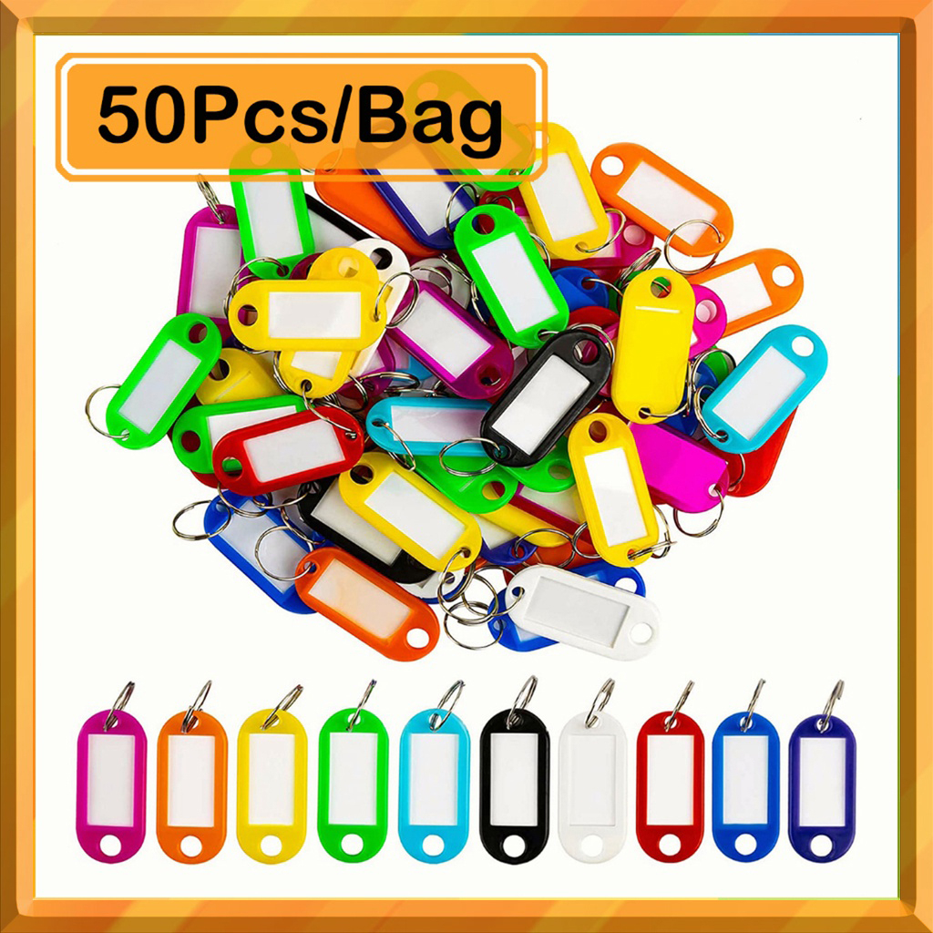 50 Pcs Portable Key ID Tags | Durable Plastic Key Tags with Split Ring ...