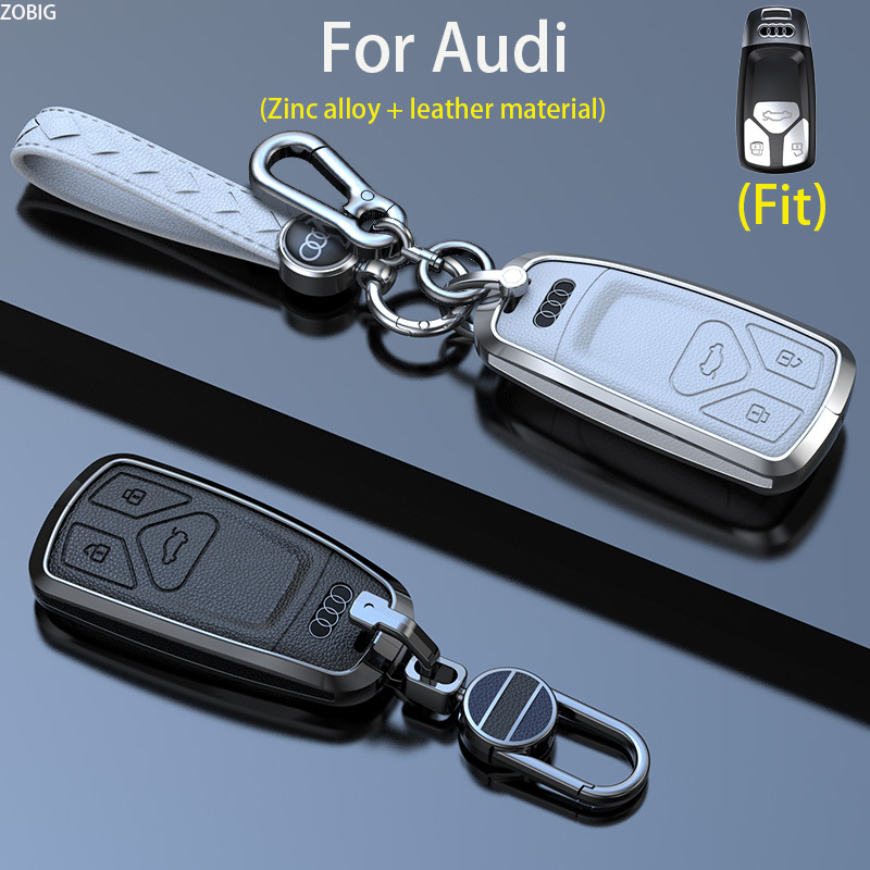 ZOBIG Zinc alloy leather for Audi Key Fob Cover Premium Car Key Case ...