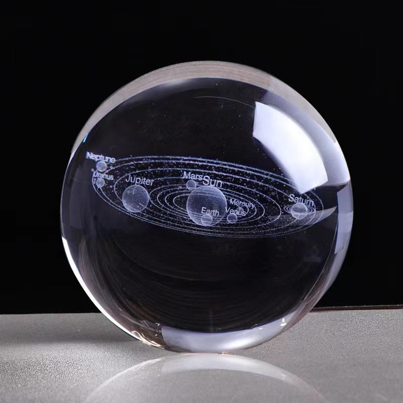 35MM Crystal Ball 3D Solar System Planets Laser Engraved Ball Home ...