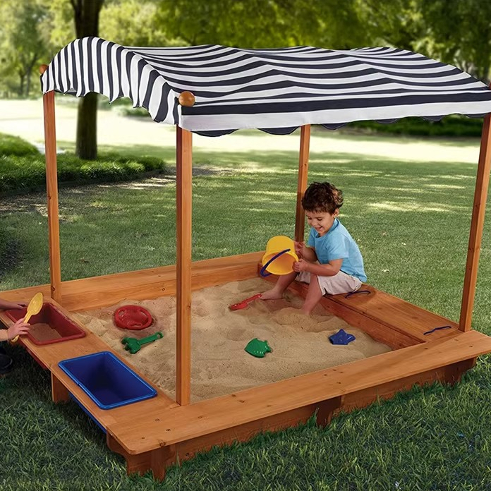 Sandpit Play Kids Toy Sand Pool Sand Pit Wooden Sand Box With Seat ...