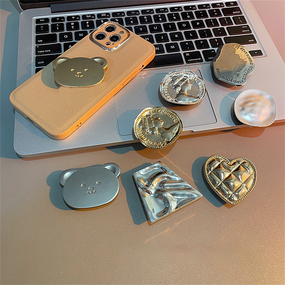 Korea Irregular Metal Letter Mirror Universal Phone Holder Griptok For iPhone 14 Samsung Grip ...