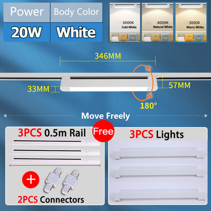 New Led Linear Track Light Bar 1 Set Track Lamp 230V Floodlight 20W 40W ...