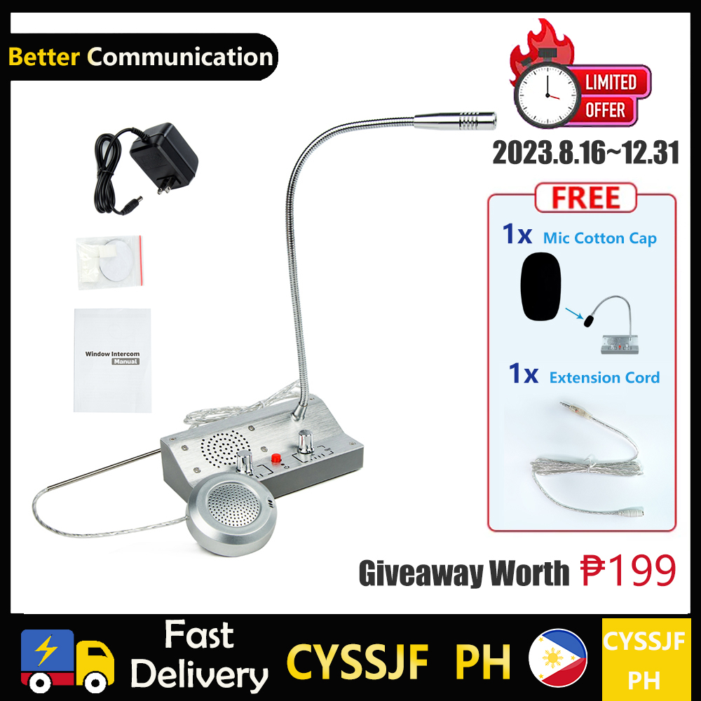 Window Mic and Speaker Intercom System Dual Way Bank Counter Shop ...