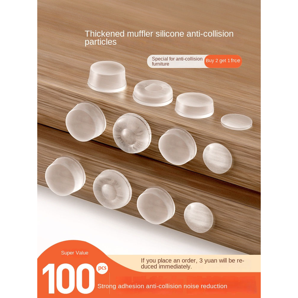 100pcs/box Door Stopper Transparent Protector Wall Round Silicone Door ...