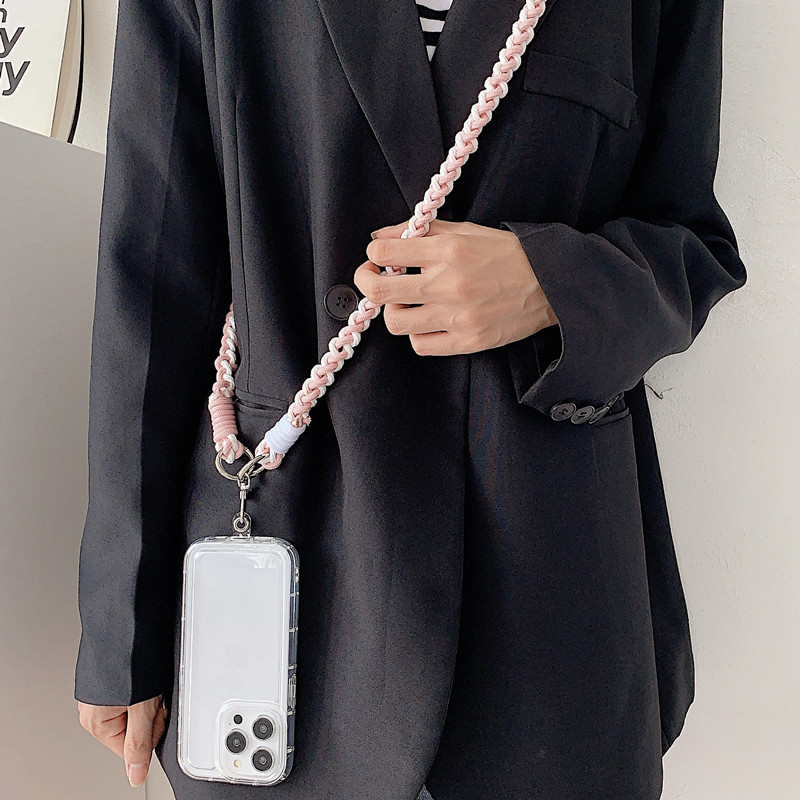 Japanese Korean Mobile Phone Lanyard Four-Strand Braided Double Hook ...