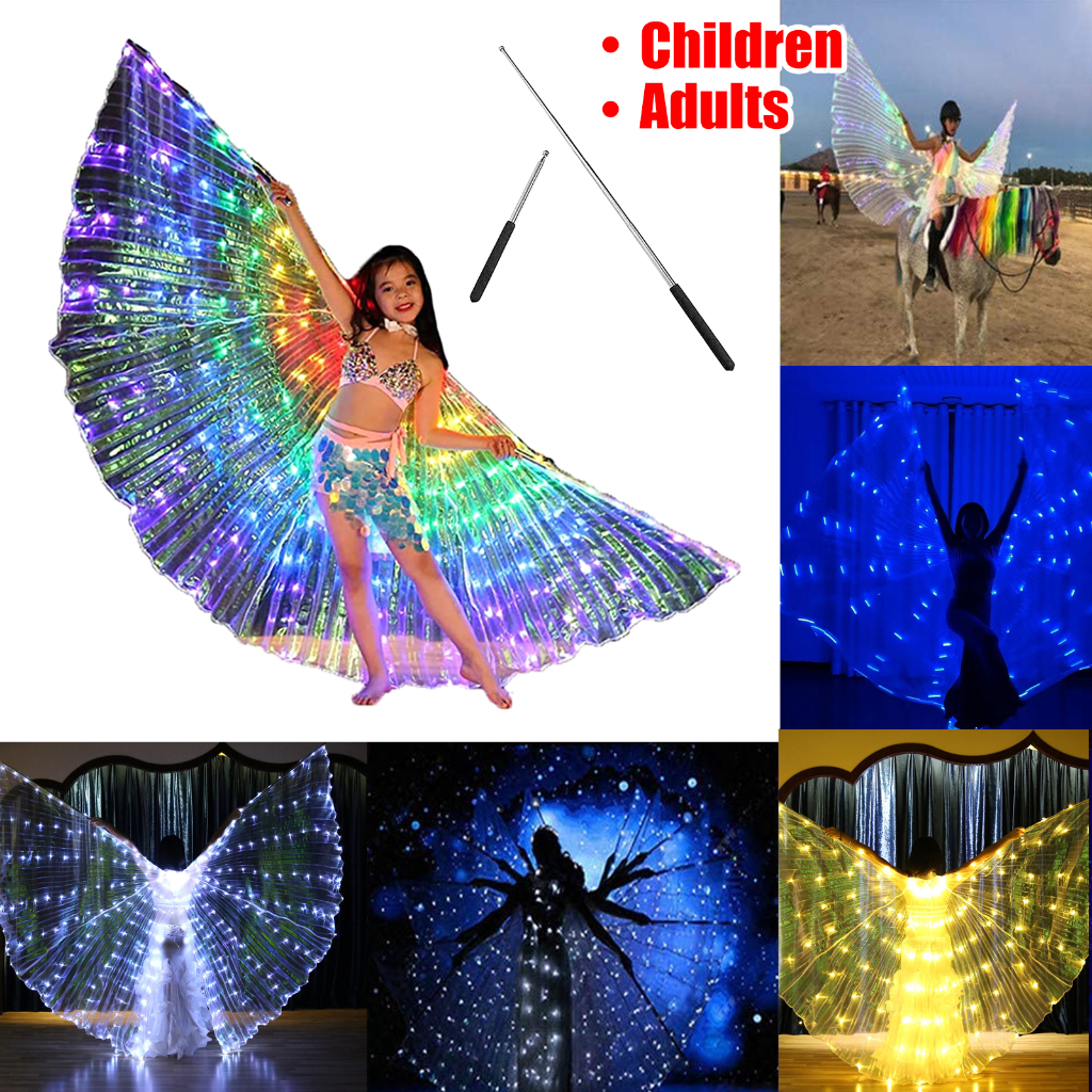 LED Isis Wings Belly Dance Wings Colorful Butterfly Wings w/ Telescopic ...