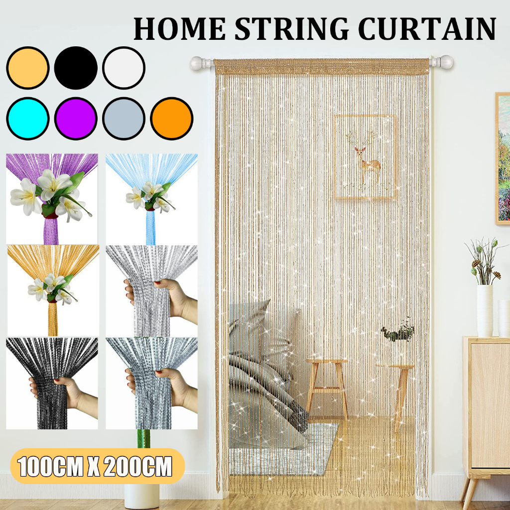 1m*2m Silver Leather Color Line String Door Curtain Home Fringe Drapes ...
