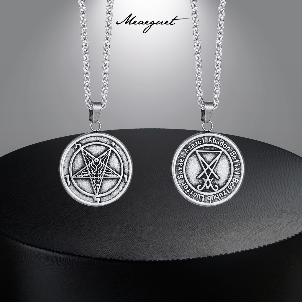 Vintage Sigil of Lucifer Coin Pendant Necklace Pagan Occult Satanic ...
