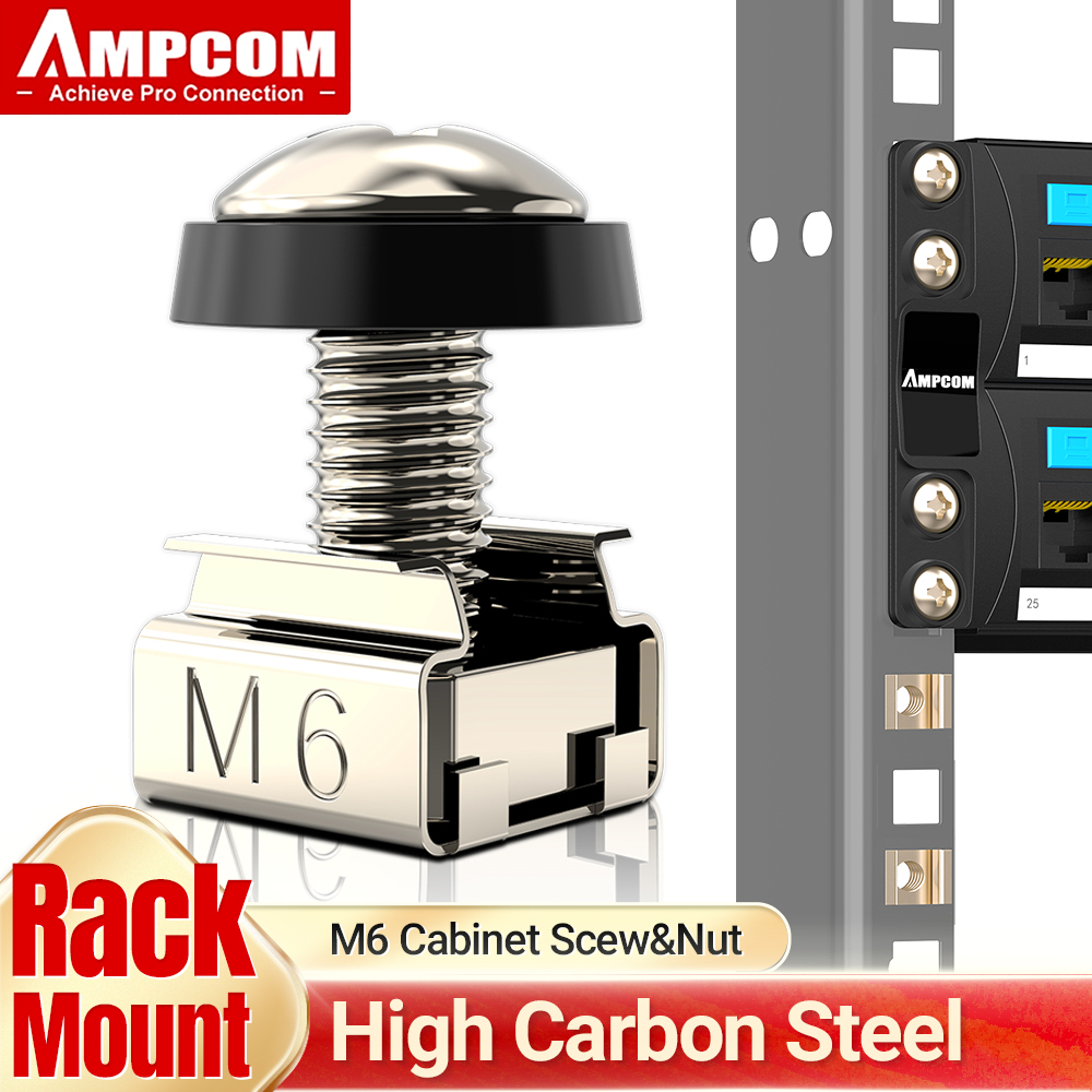 AMPCOM M6 x 16mm Rack Mount Cage Nuts, Screws And Washers For Rack ...