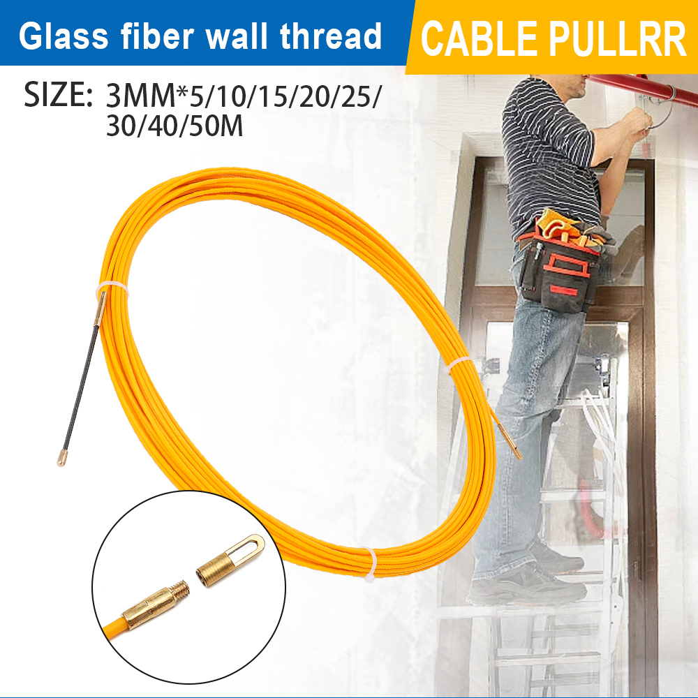 5/10/15/20/25/30M 3mm Cable Puller Fish Tape Yellow Cable Fiberglass ...