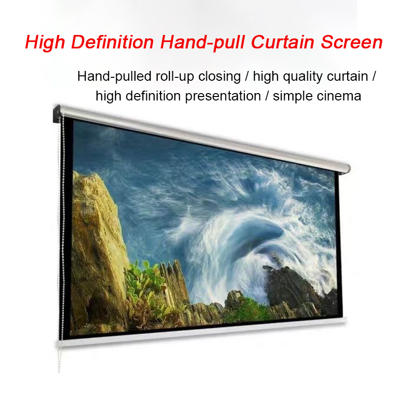 Projection Screen Projector Manual Hand Pull Screen Retractable Curtain ...