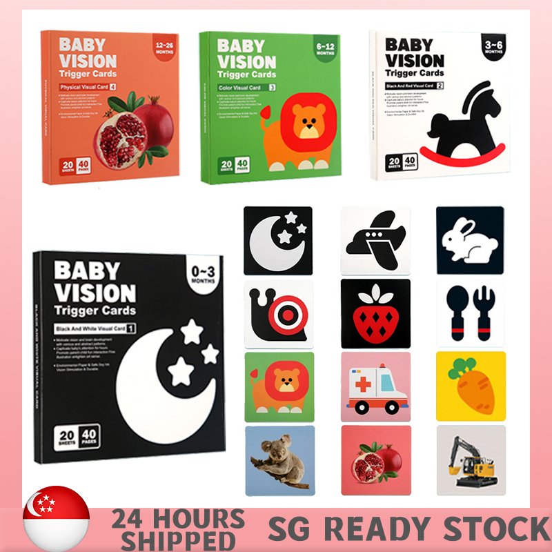 [SG STOCK] Montessori Black and White Color Visual Flash Card Baby ...