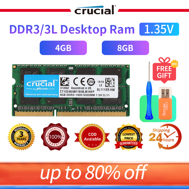 【COD】 New Crucial 4GB/8GB DDR3/DDR3L 1333Mhz/1600Mhz SODIMM Laptop memory PC3/PC3L- 12800/10600 ...