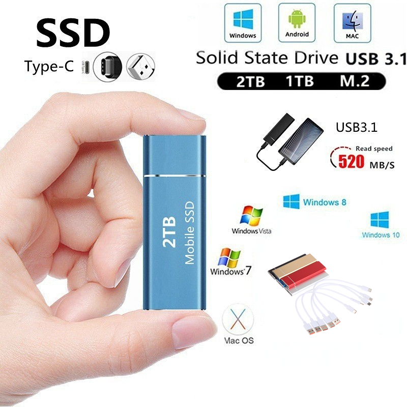 Portable Mini SSD 60TB 2TB 128TB External Solid State Drive USB3.1 TYPE ...
