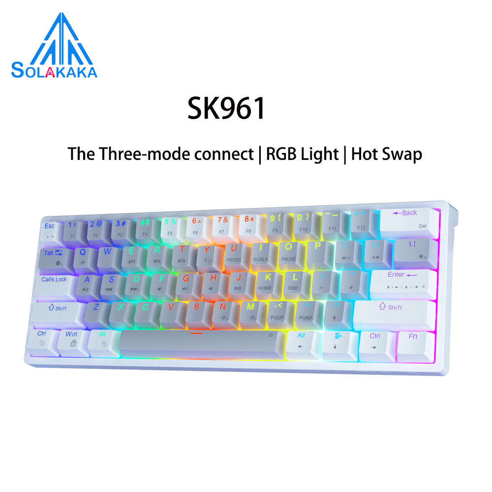 SOLAKAKA 61 Keys Bluetooth 5.0&Wired Dual Mode Mechanical Keyboard Full ...