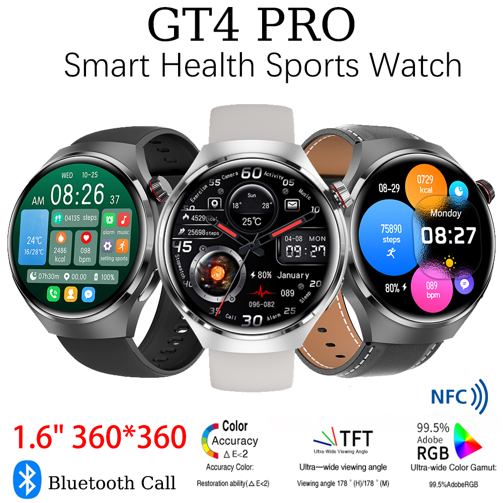 2024 New Smart Watch Men GT4 Pro 360*360 HD Screen Heart Rate NFC ...