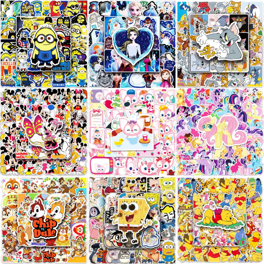 50 Piece Funny Minions Peppa Pig Disney Sticker DIY Creative Motor ...