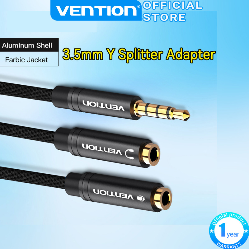 Vention 3.5mm Audio Splitter Jack 3.5mm 1 Male To 2 Female Y Splitter ...