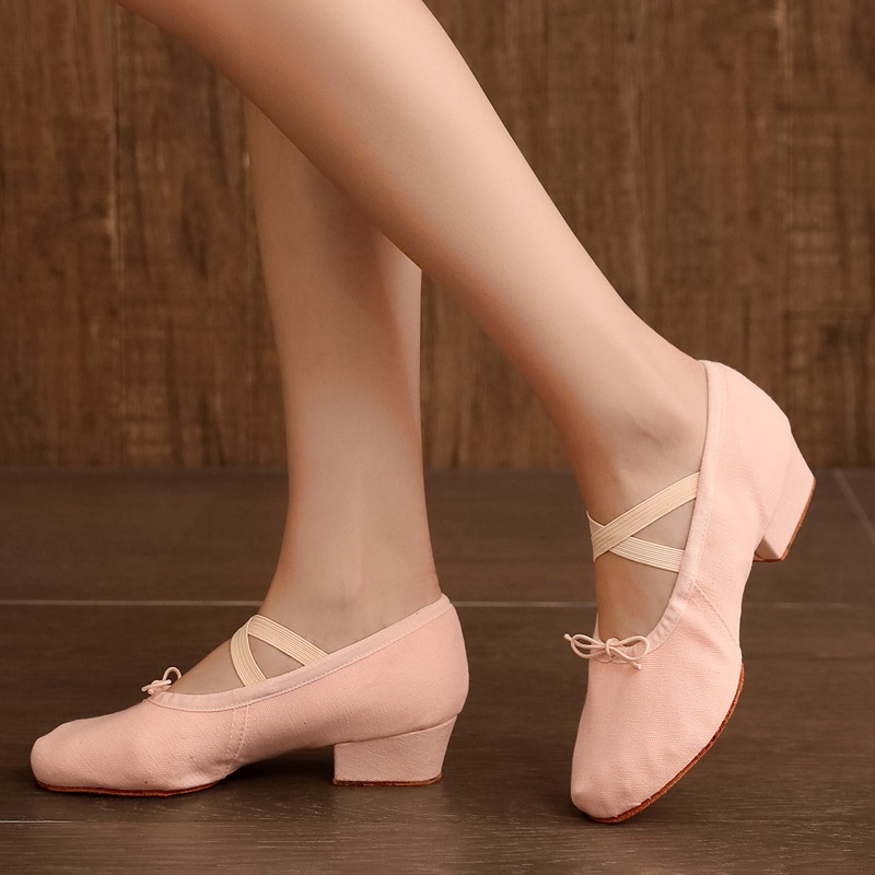 Ladies Jazz Tango Latino Low Heel Training Shoes Soft Rubber Soled 3cm ...