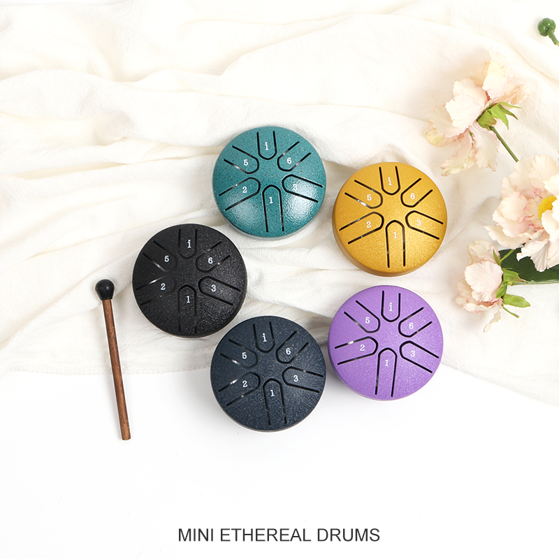 Ethereal DrumSteel Tongue Drum 3 Inch 6 Notes, Mini Hand Drums Tank ...