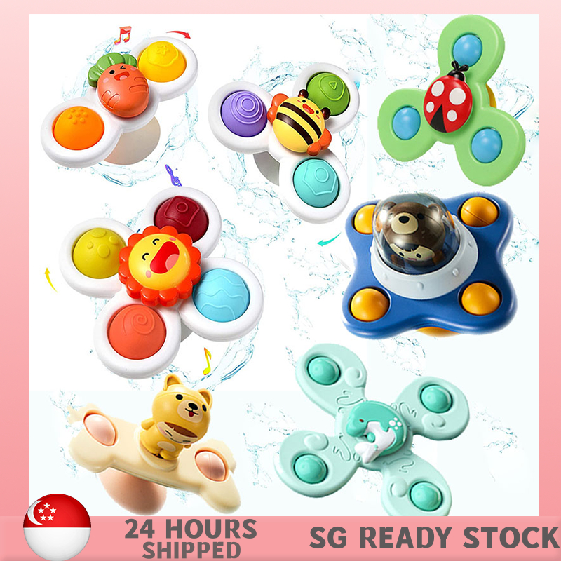 【🇸🇬 READY STOCK】3 Pcs Suction Cup Spinning Toy Baby Bath Toy Fingertip ...