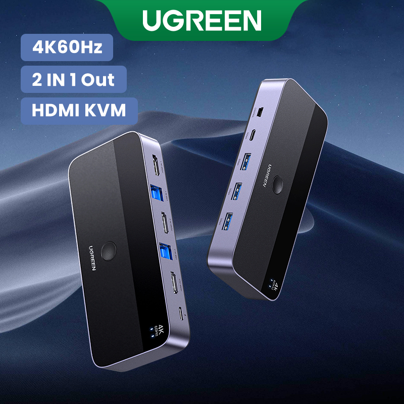 UGREEN HDMI 2.0 KVM Switcher Box 4K60Hz 2 IN 1 OUT Ultra HD HDMI for Monitor Sharing | Shopee ...
