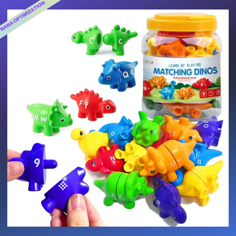 Kids Double-Sided Dinosaur Alphabet Match Game Learn Educational Toys ...