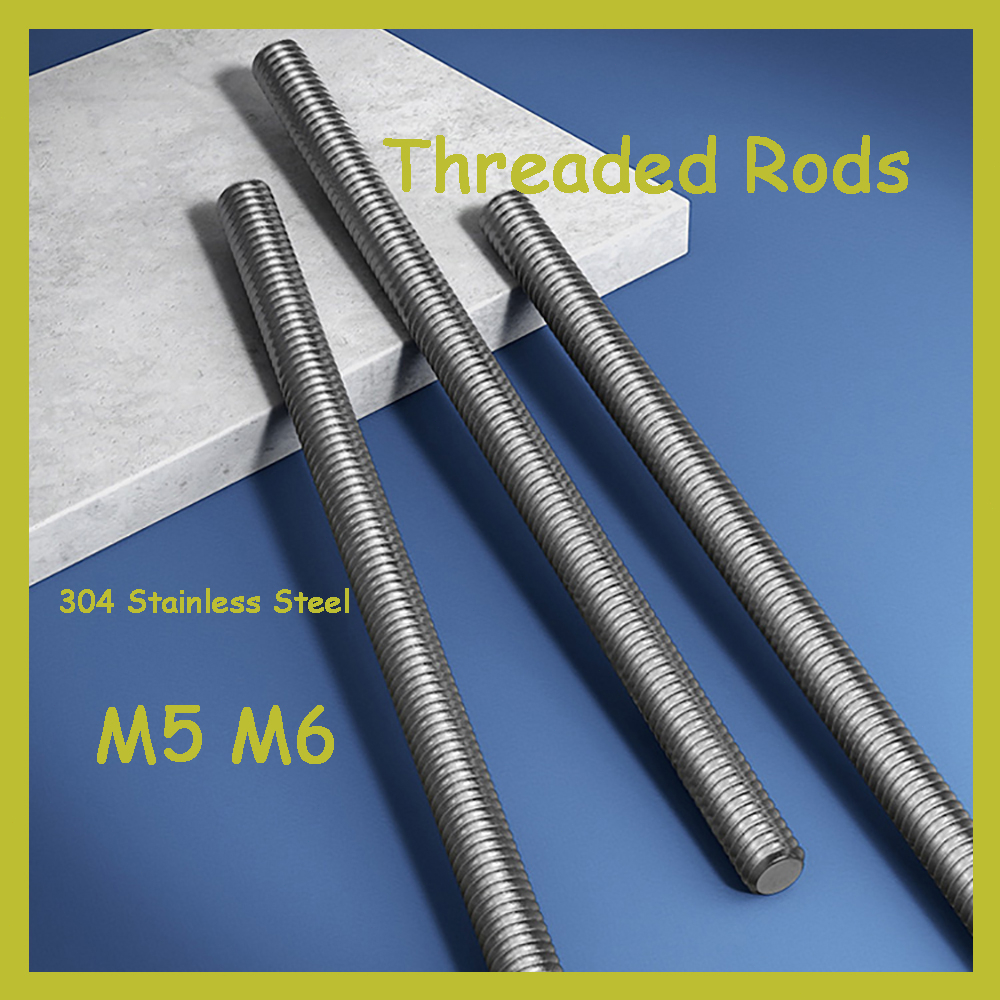 M5 M6 Threaded Rods 304 Stainless Steel Screw Rod Stud Full Thread ...