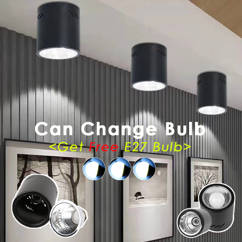 【Free Bulb】E27 Surface Downlight Led Ceiling Light Spot Replaceable ...